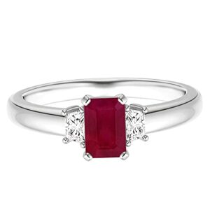 0.50 Ctw Red Ruby Gemstone 925 Sterling Silver Three Stone Promise Ring (Sterling Silver, 7.5)