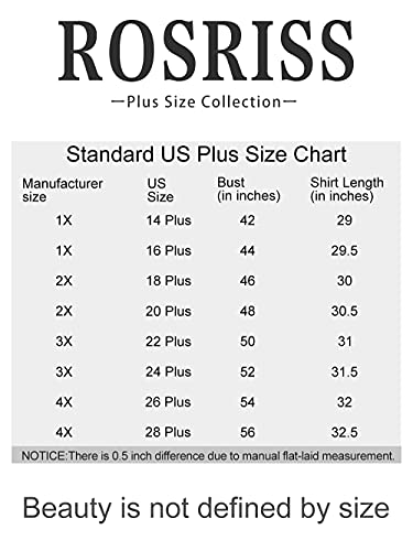 ROSRISS Plus Size Sweatshirts for Women 3X V Neck Shirts Blouses with Pockets Black 24W