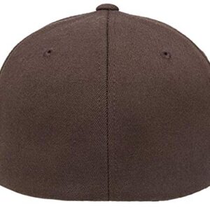 Fitted Hat - Mountain Bike Flexfit Hat with Just Ride Woven Patch (Brown, L/XL)