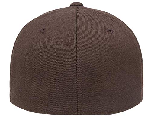 Fitted Hat - Mountain Bike Flexfit Hat with Just Ride Woven Patch (Brown, L/XL)