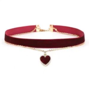 momocat heart necklace adjustable red choker classic collar necklaces for women velvet goth chocker necklace