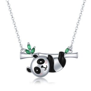 lotus & leaf panda necklace 925 sterling silver animal pendant panda gifts for women