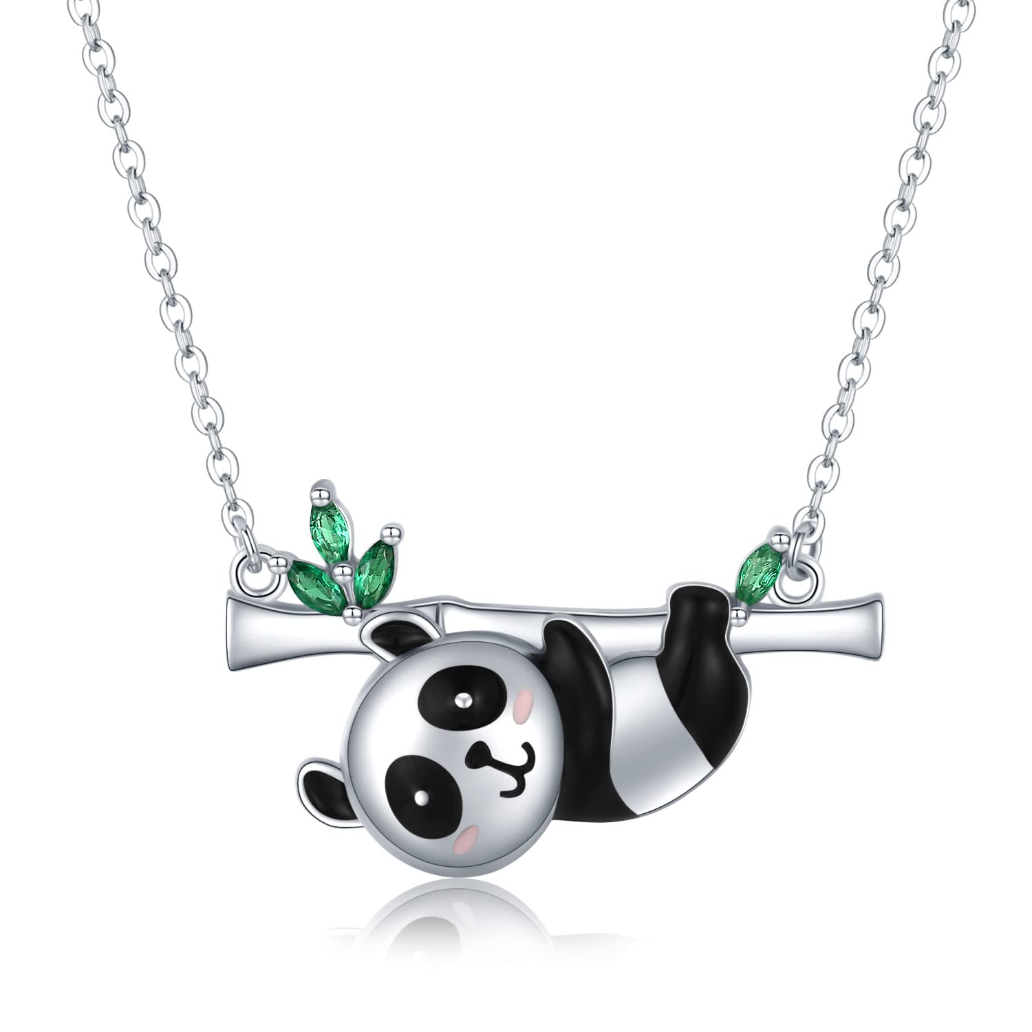 lotus & leaf Panda Necklace 925 Sterling Silver Animal Pendant Panda Gifts for Women