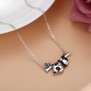 lotus & leaf Panda Necklace 925 Sterling Silver Animal Pendant Panda Gifts for Women