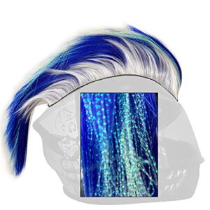 3t-sister helmet mohawk hawk cosplay wig helmet accessory for motorcycle bicycle ski helmets real hair decorations (helmet not included) (blue)