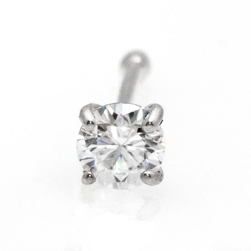 Solid 14Kt Gold Moissanite Stud Nose Ring - 22G Nose Bone Stud - Ball End Nose Ring - April Birthstone Nose Stud-NBWG-MNT3