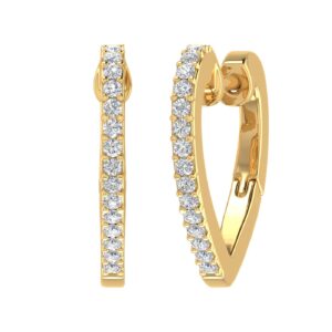 0.15 carat diamond heart shaped hoop earrings in 18k yellow gold over sterling silver