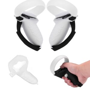 for Oculus Quest 2 Accessories Combo Set, Quest 2 VR Silicone Skin Cover and Face Cover, Quest 2 Touch Controller Grip Cover, Protective Lens Cover (White)