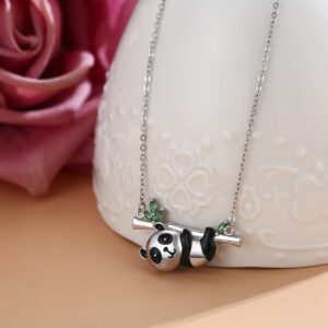 lotus & leaf Panda Necklace 925 Sterling Silver Animal Pendant Panda Gifts for Women