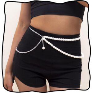 jeweky layered waist chain pearl body chains silver waist jewelry party belly chains for women