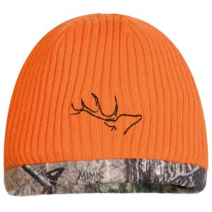 edtrek waterproof and windproof camo beanie - timber and blaze orange camo performance hunting hat (blaze - in deep cam, medium)