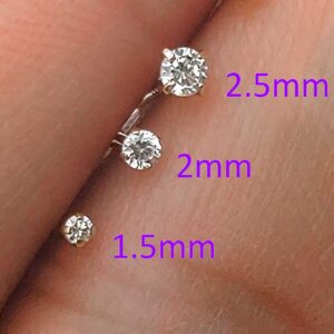 Solid 14Kt Gold Moissanite Stud Nose Ring - 22G Nose Screw Stud - Twisted Nose Ring - April Birthstone Nose Stud-NSWG-MNT3