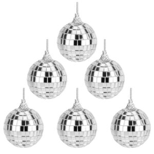 mirror disco balls set - silver disco party decoration bright reflective mirror christmas balls easy to hang suitable for christmas, wedding, family party decoration (6)