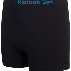 Reebok Girls' Boyshorts Underwear - 4 Pack Soft Seamless Long Leg Boy Shorts - Playground Shorts for Girls (6-16), Size 8-10, Black With Tipping Waistband