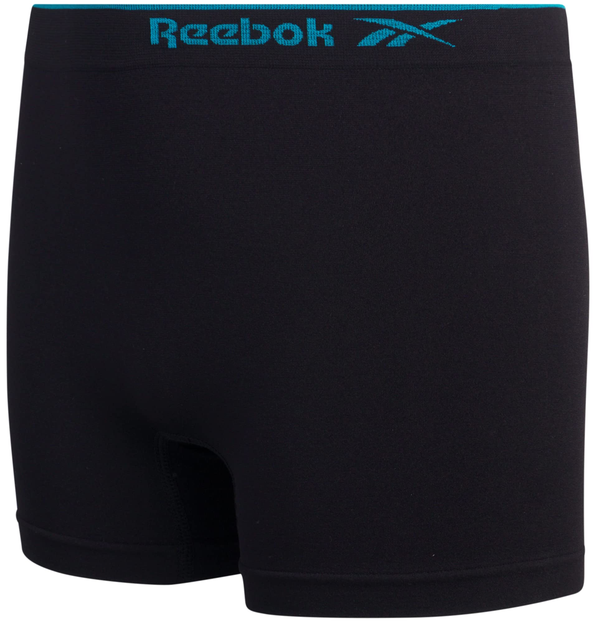 Reebok Girls' Boyshorts Underwear - 4 Pack Soft Seamless Long Leg Boy Shorts - Playground Shorts for Girls (6-16), Size 8-10, Black With Tipping Waistband