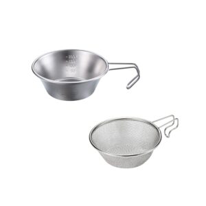 campingmoon 1pc stainless steel camping sierra cup 310ml with 1pc colander s-220/s-213