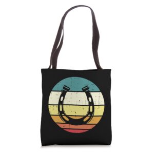 horseshoe sunset retro horse horseback riding equestrian tote bag