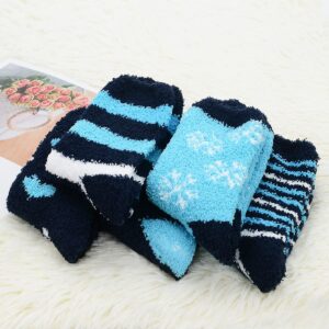 Century Star Womens Fuzzy Socks Super Soft Fluffy Socks Warm Cozy Socks Slipper Socks Sports Athletic Socks Gifts Socks For Christmas 5 Pairs Black Blue One Size