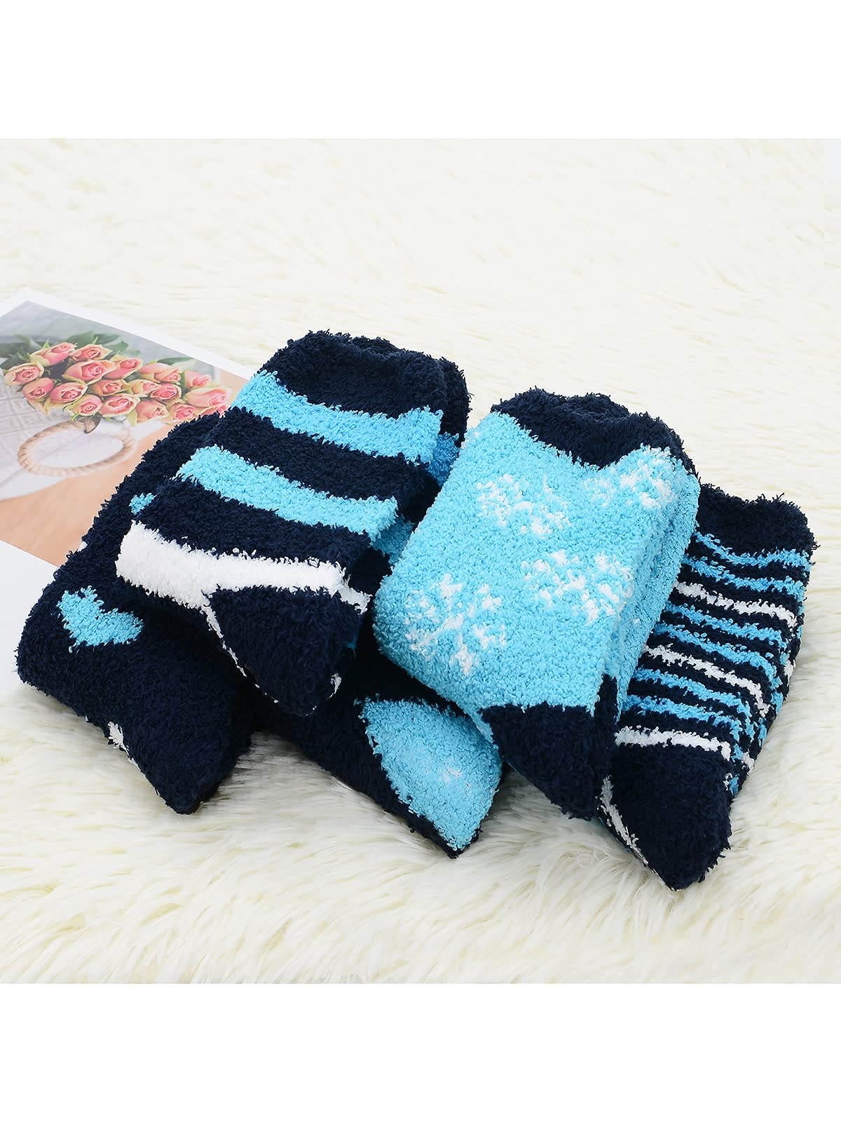 Century Star Womens Fuzzy Socks Super Soft Fluffy Socks Warm Cozy Socks Slipper Socks Sports Athletic Socks Gifts Socks For Christmas 5 Pairs Black Blue One Size