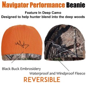 EDTREK Waterproof and Windproof Camo Beanie - Timber and Blaze Orange Camo Performance Hunting Hat (Blaze - in Deep Cam, Medium)