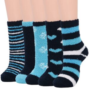 Century Star Womens Fuzzy Socks Super Soft Fluffy Socks Warm Cozy Socks Slipper Socks Sports Athletic Socks Gifts Socks For Christmas 5 Pairs Black Blue One Size