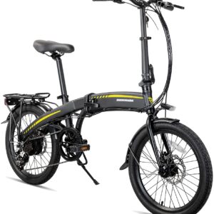 HH HILAND Rockshark 20 inch Folding Electric Bike for Adults with 250W Motor, 36V 7.8AH Removable Battery, Front Light & 7-Speed Electric Bicycles, Urban Ebike Black