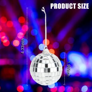 Mirror Disco Balls Set - Silver Disco Party Decoration Bright Reflective Mirror Christmas Balls Easy to Hang Suitable for Christmas, Wedding, Family Party Decoration (6)