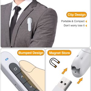 Wireless Presenter Remote, RF 2.4GHz USB Presentation Remote Control PowerPoint Presentation Clicker for Keynote/PPT/Mac/PC … (White)