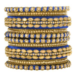 aheli silk thread faux stone studded bangle set chuda ethnic indian wedding wear fashion jewelry gift for women