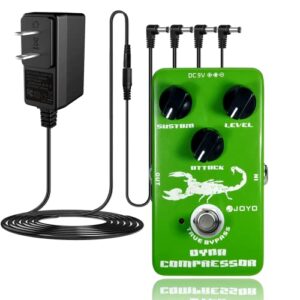 joyo jf-10 dynamic compressor bundle with dc 9v pedal power supply (800ma -1a) ac adapter