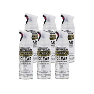 rust-oleum 302151-6pk universal all surface clear topcoat spray, 11 oz, dead flat clear, (pack of 6)