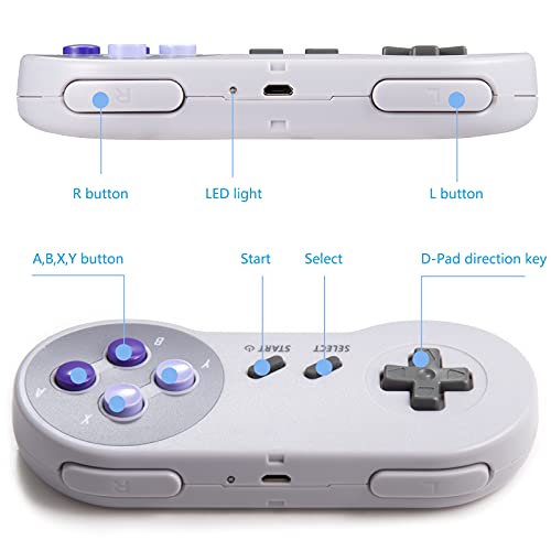 2 Pack 2.4GHz Wireless Controller for SNES Original Console, kiwitatá Rechargeable Remote Wireless Gamepad Controller for SNES Super Entertainment System Console-7 Pin Connector