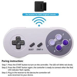 2 Pack 2.4GHz Wireless Controller for SNES Original Console, kiwitatá Rechargeable Remote Wireless Gamepad Controller for SNES Super Entertainment System Console-7 Pin Connector