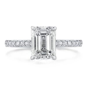 bo.dream 2ct emerald cut cubic zirconia engagement rings for women platinum plated sterling silver size 7