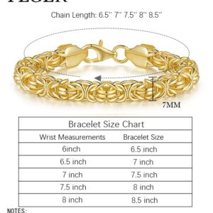 FEGER 14K Gold Bracelets for Women Men Bracelet Byzantine Link Chain Bracelet for Women Gold Stackable Bracelets Gifts (7" 7.5" 8" 8.5") (2 Length 6.5 Inches)