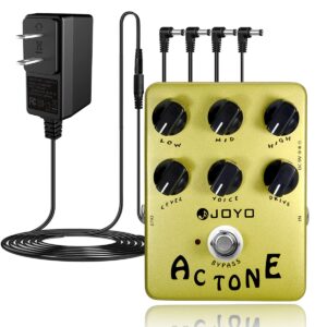 joyo jf-13 ac tone amp simulator pedal bundle with dc 9v pedal power supply (800ma -1a) ac adapter