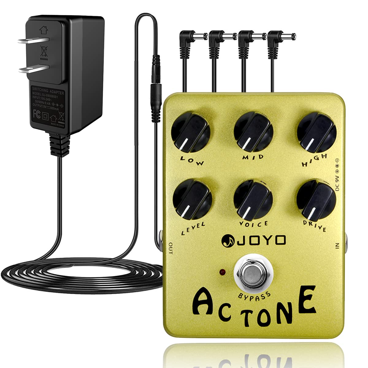 JOYO JF-13 AC Tone Amp Simulator Pedal Bundle with DC 9V Pedal Power Supply (800mA -1A) AC Adapter