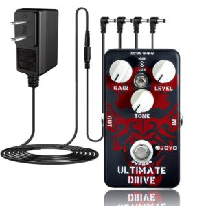 joyo jf-02 ultimate drive overdrive pedal bundle with dc 9v pedal power supply (800ma -1a) ac adapter