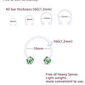 Jenxnjsjo Clear Plastic Silicone 16g 16 Gauge Septum Smiley Daith Helix Earring Retainer Multicolor Flexible Horseshoe Body Piercing Rings Jewelry for Women Men Surgery MRI