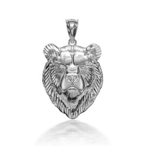 certified 925 sterling silver wild viking grizzly bear head charm pendant