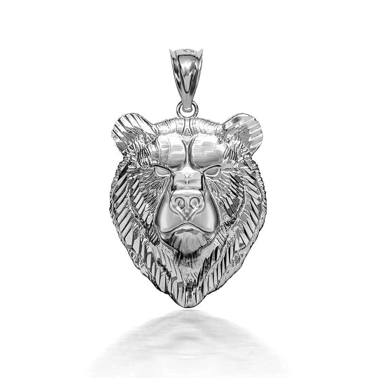 Certified 925 Sterling Silver Wild Viking Grizzly Bear Head Charm Pendant