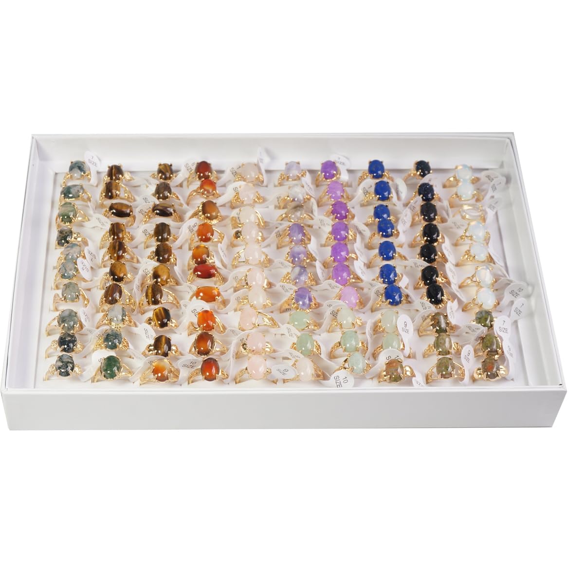 YITANA 100 Pack of Rings Wholesale for Boutique Items for Resale Bulk Crystal Rings Jewelry Clearance Anillos De Piedras Naturales