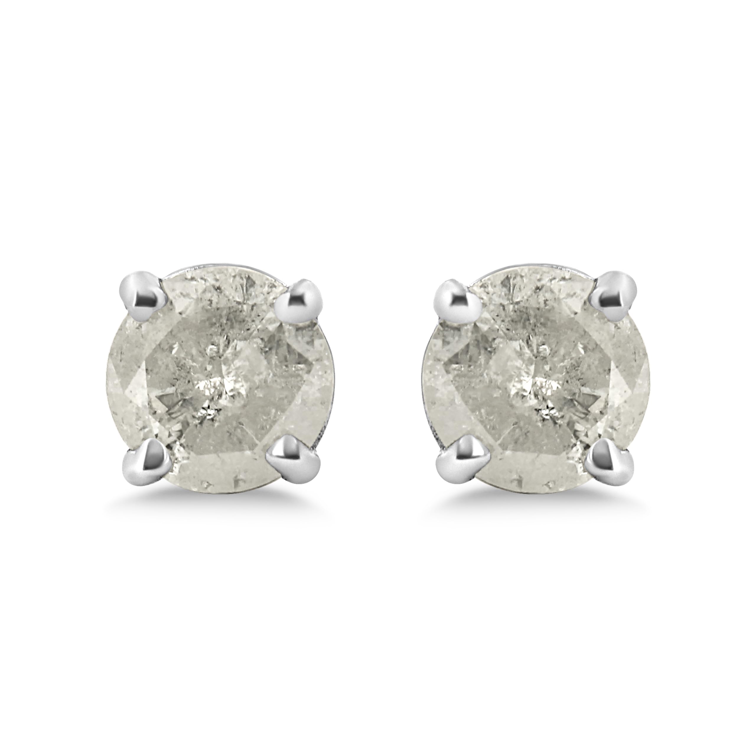 .925 Sterling Silver 3/4 Cttw 4-Prong Round-cut "Salt and Pepper" Diamond Classic Stud Earrings (H-I Color, I3 Clarity)