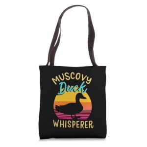 muscovy duck whisperer - bird lover muscovy duck tote bag