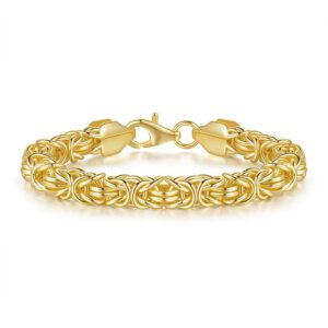 feger 14k gold bracelets for women men bracelet byzantine link chain bracelet for women gold stackable bracelets gifts (7" 7.5" 8" 8.5") (2 length 6.5 inches)