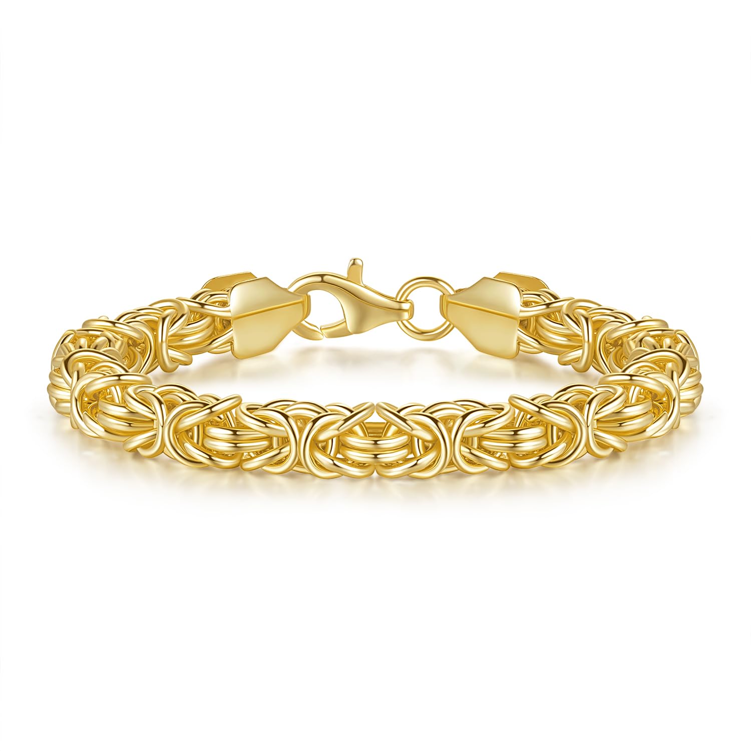 FEGER 14K Gold Bracelets for Women Men Bracelet Byzantine Link Chain Bracelet for Women Gold Stackable Bracelets Gifts (7" 7.5" 8" 8.5") (2 Length 6.5 Inches)