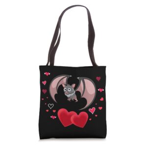 cute flying bat halloween spooky animal heart love bat tote bag