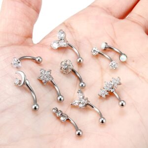 Jenxnjsjo Eyebrow Rook 16g 5/16in Piercing Jewelry Ring for Women Vertical Labret Lip Hood Curved Barbell Snug Earrings Belly Button Snake Frog Eyes Vch Bridge Cartilage Daith Surface Anti Tragus