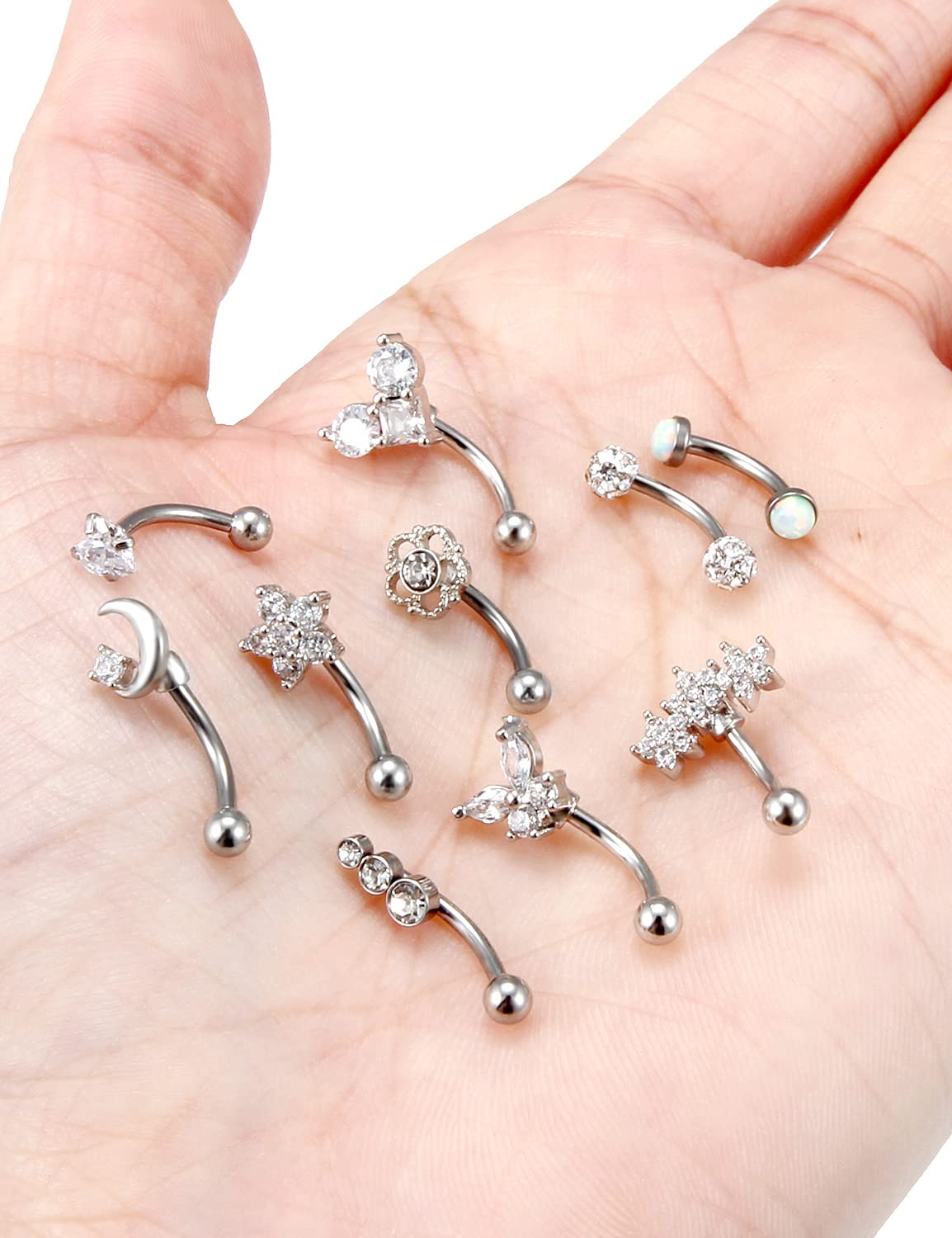 Jenxnjsjo Eyebrow Rook 16g 5/16in Piercing Jewelry Ring for Women Vertical Labret Lip Hood Curved Barbell Snug Earrings Belly Button Snake Frog Eyes Vch Bridge Cartilage Daith Surface Anti Tragus