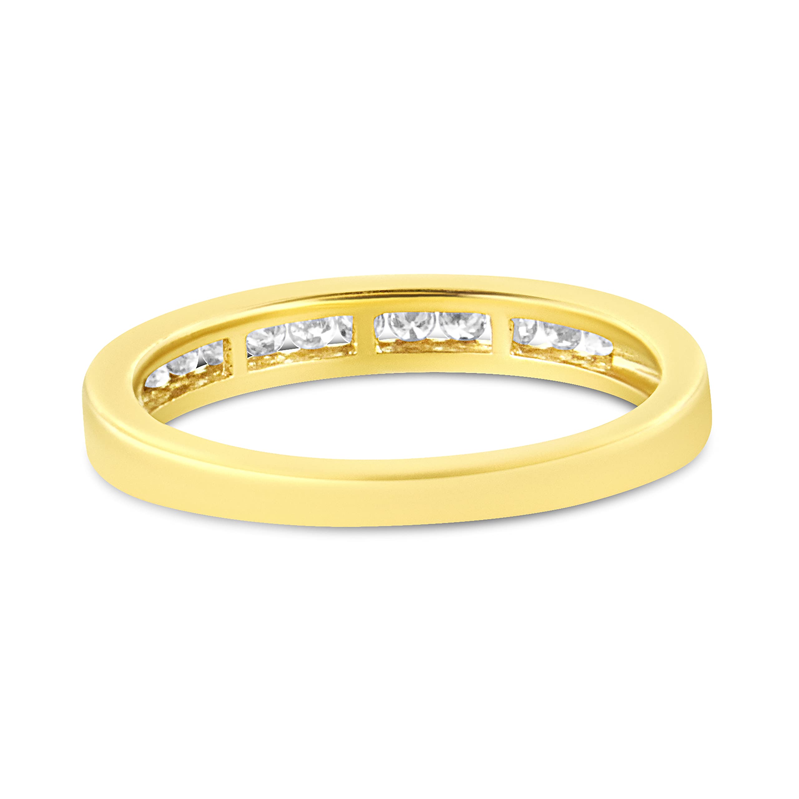 Haus of Brilliance 10K Yellow Gold Plated .925 Sterling Silver 1/4 Cttw Channel Set Round Diamond 11 Stone Wedding Band Ring (K-L Color, I1-I2 Clarity) - Size 7